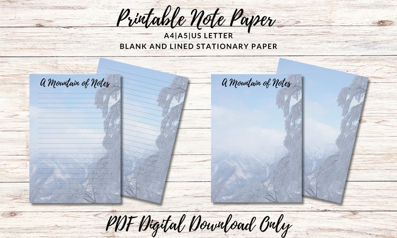 Mountain Photography Printable Stationary Japan Mountains, Digital Note ...