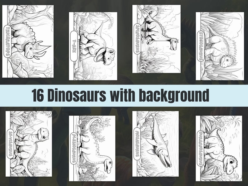 Types of Dinosaur Colouring Pages INSTANT DOWNLOAD Kids Activity ...