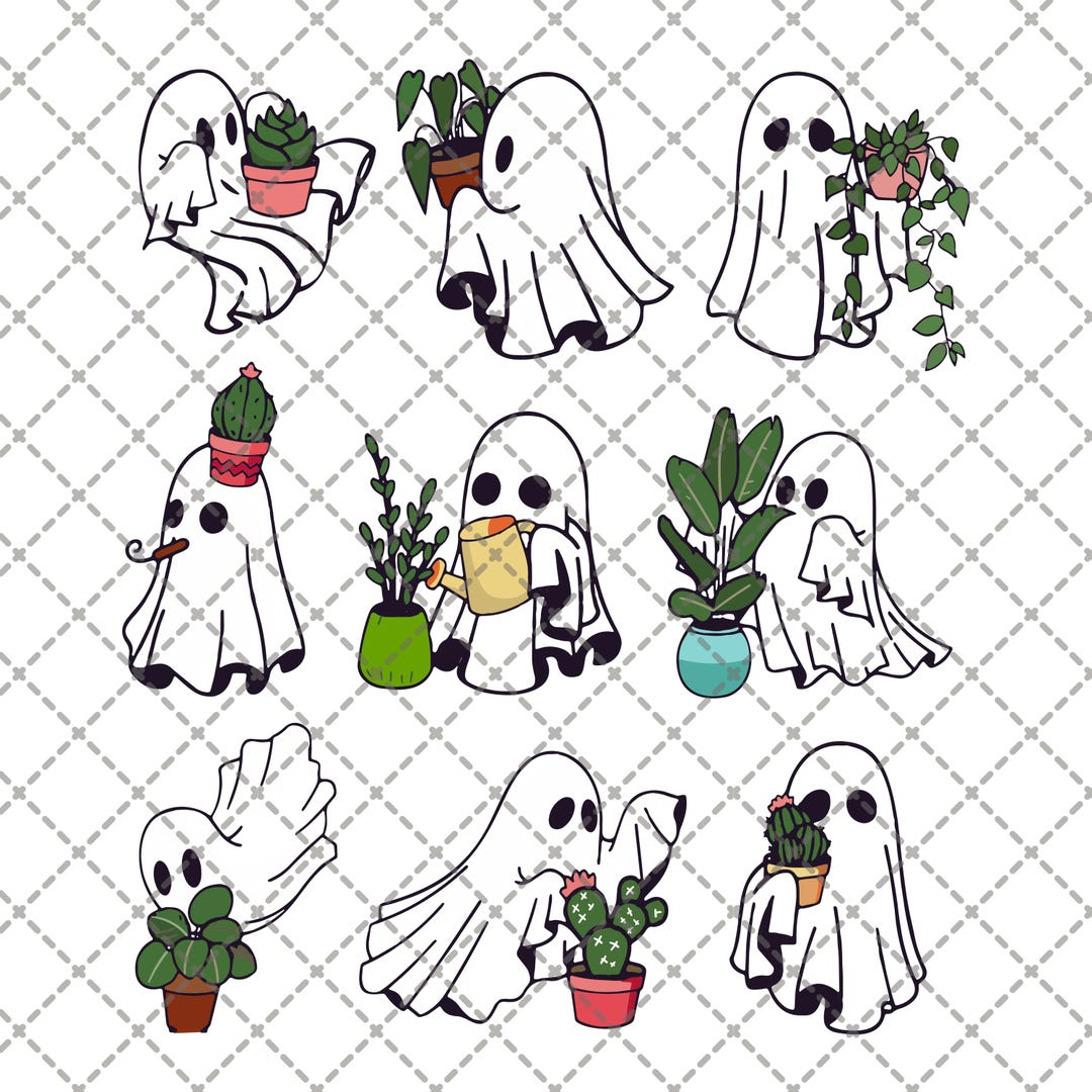 Ghost Plant Png, Ghost Plant Lady Png, Gardening Gift, Halloween Ghost ...