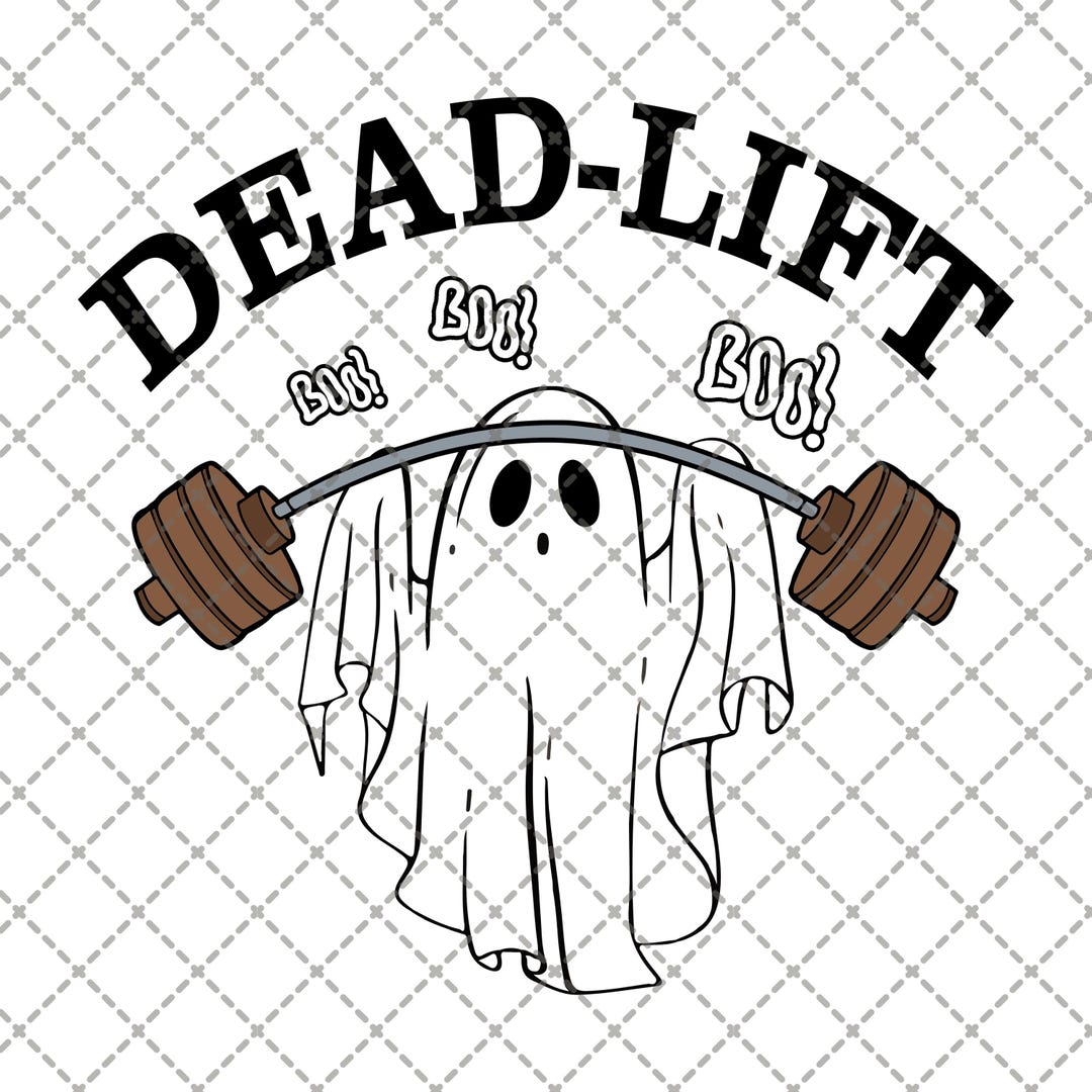 Cute Ghost Gym Work Out Png, Boo Dead Lift Png, Gym Halloween Png ...