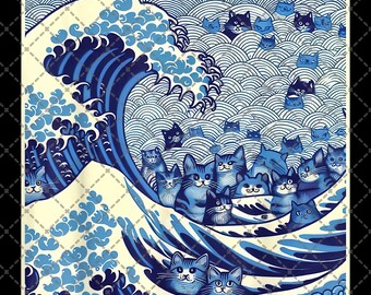 Blue Wave Cat for Kamala Png - Etsy