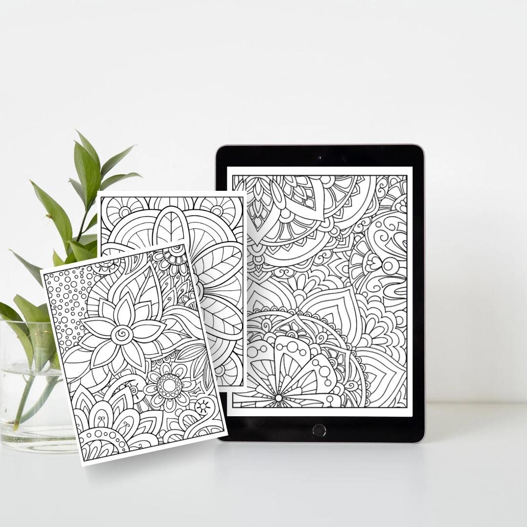 Mandala Coloring Pages | Digital Mandala Drawing Set | Relaxing ...