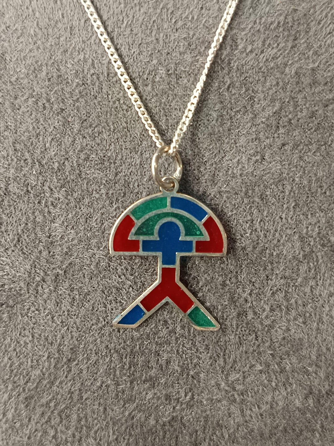 Sterling Silver Indalo Man Mosaic Enamel Charm Necklace Luck Protection ...