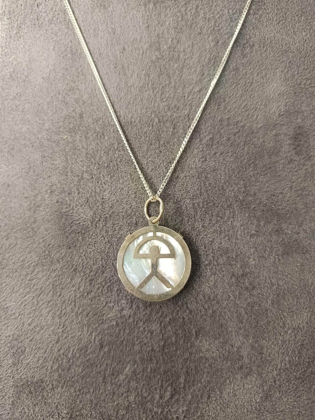 Sterling Silver Indalo Man Mother of Pearl Charm Necklace Luck ...