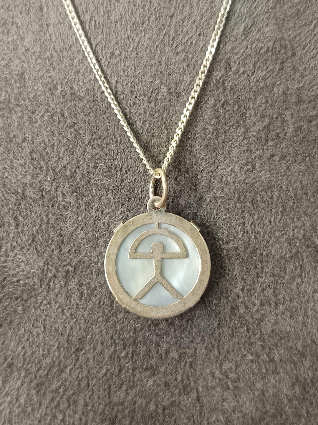 Sterling Silver Indalo Man Mother of Pearl Charm Necklace Luck ...