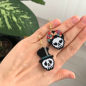 Beaded Skull Halloween Earring, Halloween Earrings Dangle, Scary ...