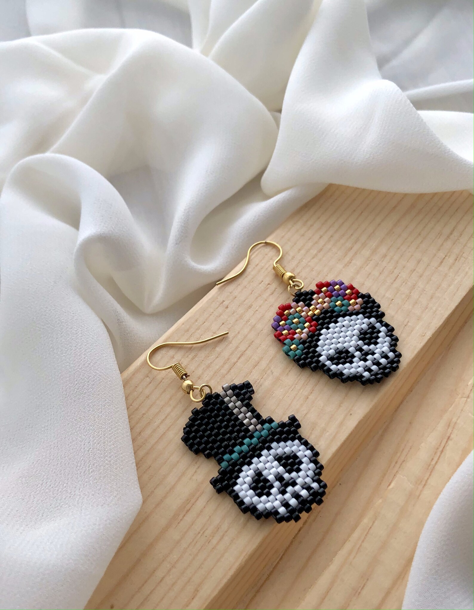 Beaded Skull Halloween Earring, Halloween Earrings Dangle, Scary ...