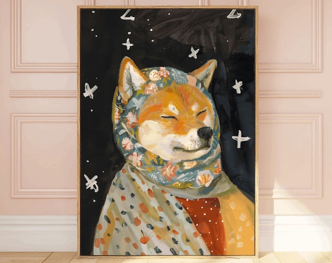 Shiba Inu Watercolor Print | Japanese Dog Wall Art | Doggo | Cute Puppy ...