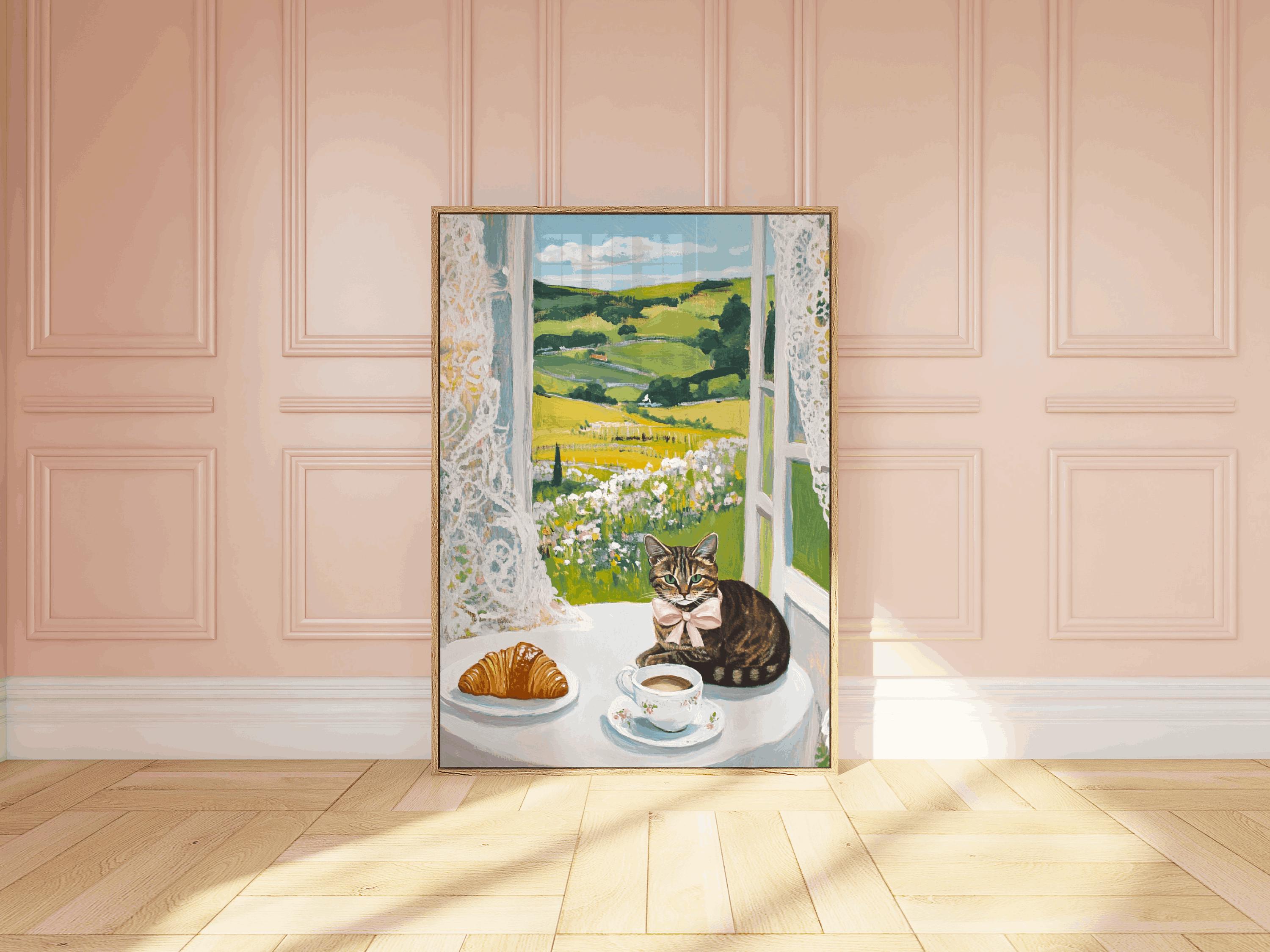 Brown Tabby Cat Cafe, Tabby Cat Brown, Orange Tabby Cat Gift, Cat Cafe ...