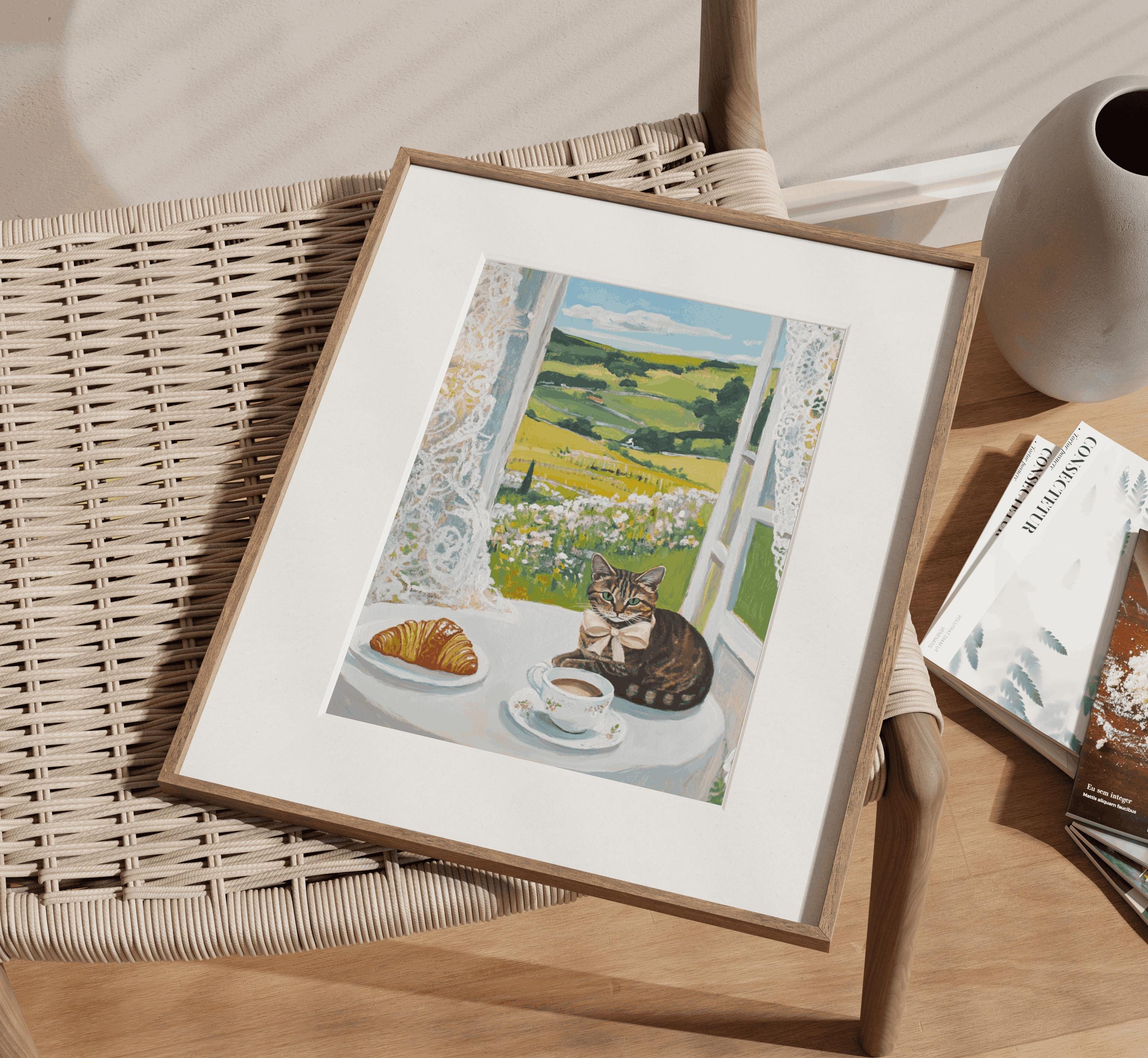 Brown Tabby Cat Cafe, Tabby Cat Brown, Orange Tabby Cat Gift, Cat Cafe ...