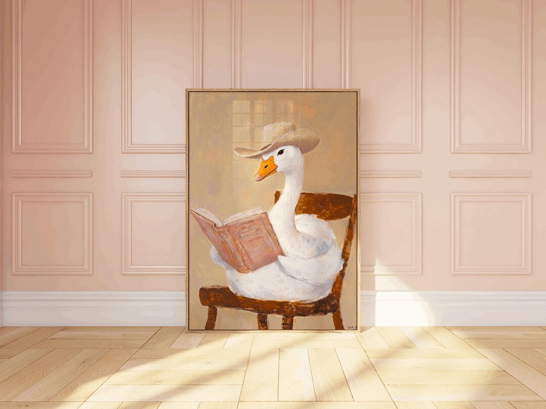 Silly Cowboy Goose Print, Brown Western Nursery Printable Art, Book ...