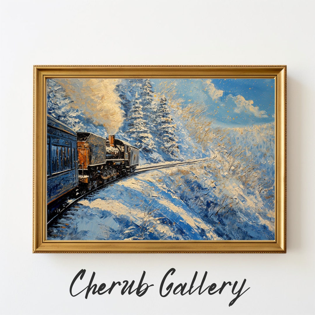 Steam Train Winter Train Tracks, Train Wall Art, Christmas Train, Train ...