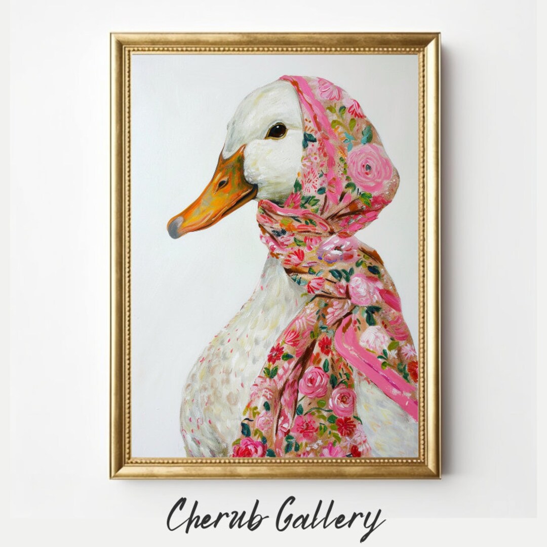 Babushka Duck Print, Cottagecore Vintage Printable Art Elegant ...