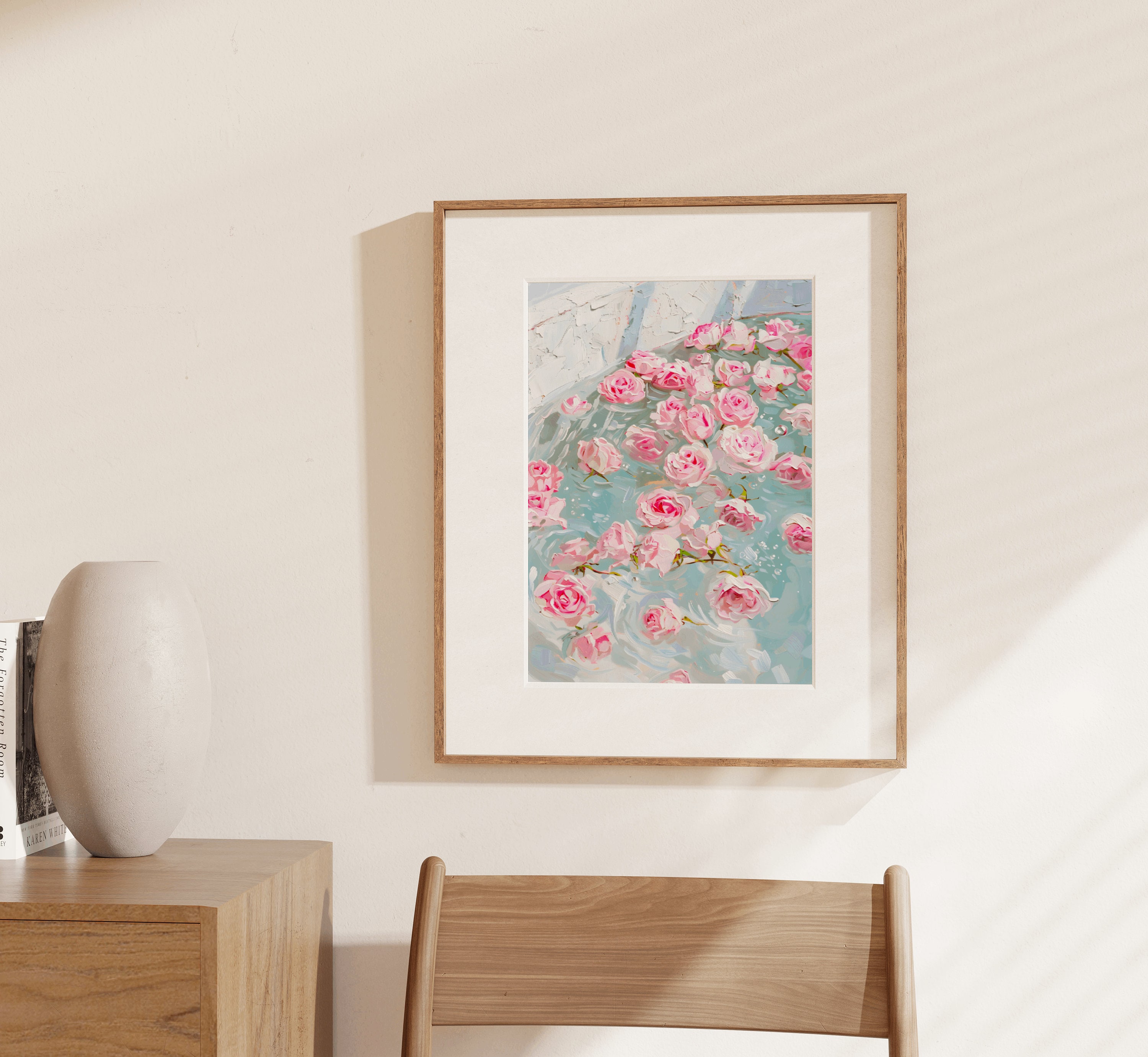 Rose Petal Bathtub, Girls Bathroom Art Decoration Roses Botanical Roses ...