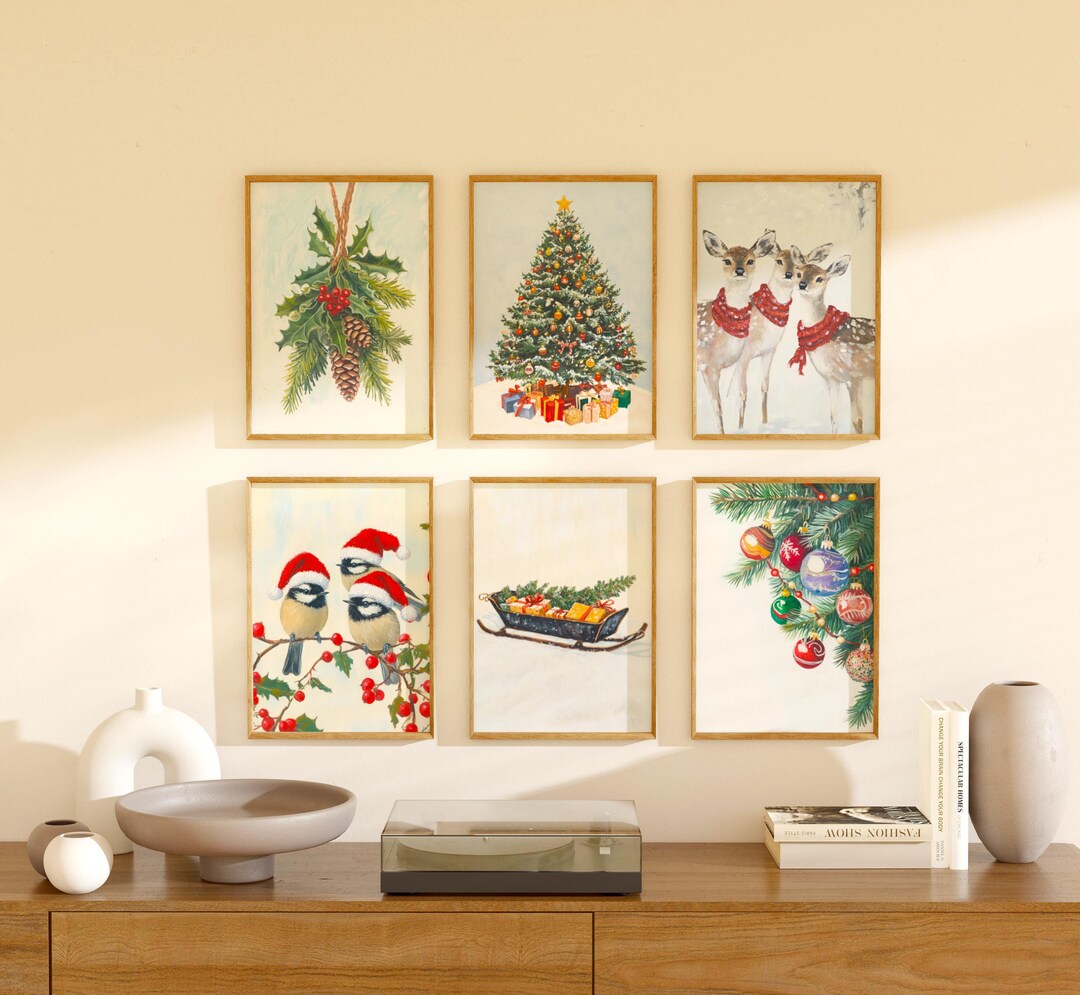 Printable Christmas Prints, Gallery Set of 6, Winter Wall Art ...