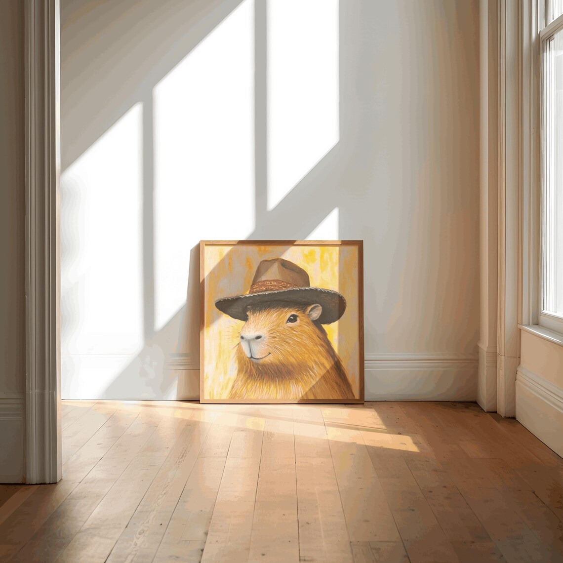 Capybara Cowboy, Capybara Print, Capybara Printable, Western Nursery ...