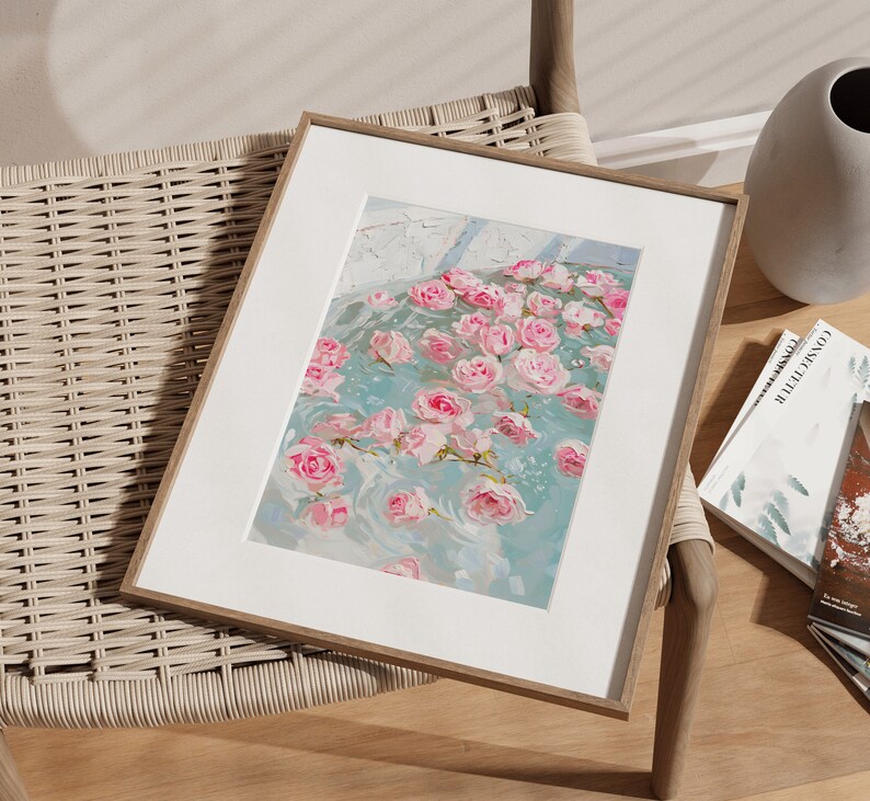 Rose Petal Bathtub, Girls Bathroom Art Decoration Roses Botanical Roses ...