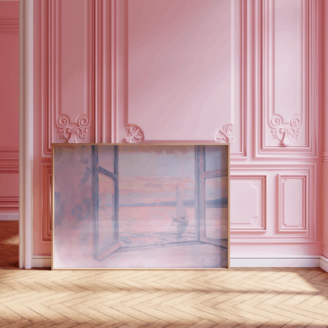 Sunset Coastal Wall Print, Cottagecore Ocean Art, Vintage Beach Art ...