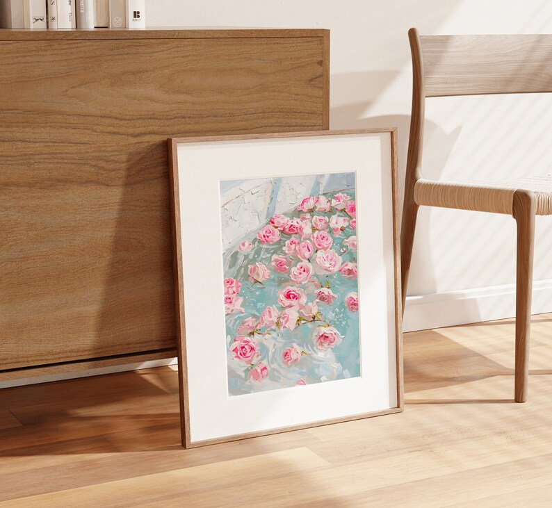 Rose Petal Bathtub, Girls Bathroom Art Decoration Roses Botanical Roses ...