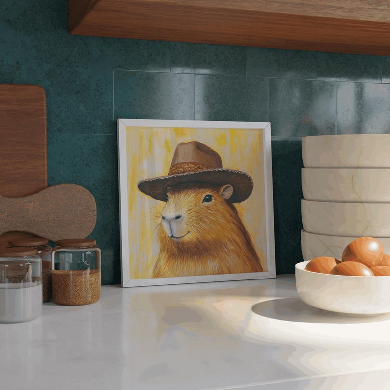 Capybara Cowboy, Capybara Print, Capybara Printable, Western Nursery ...