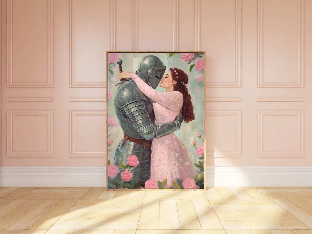 Medieval Romance, Medieval Valentine Art Print, Knight and Lady in ...