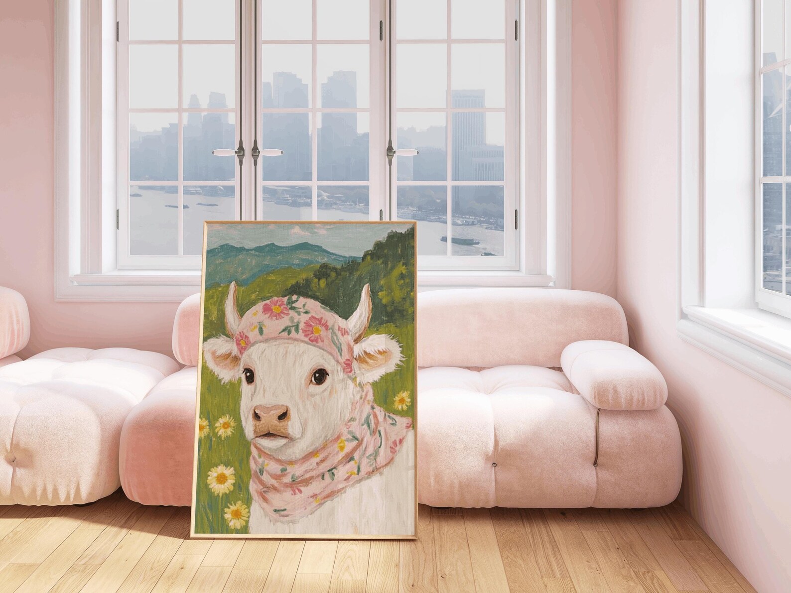 Babushka Highland Cow Art, Cottagecore Vintage Printable Art Elegant ...