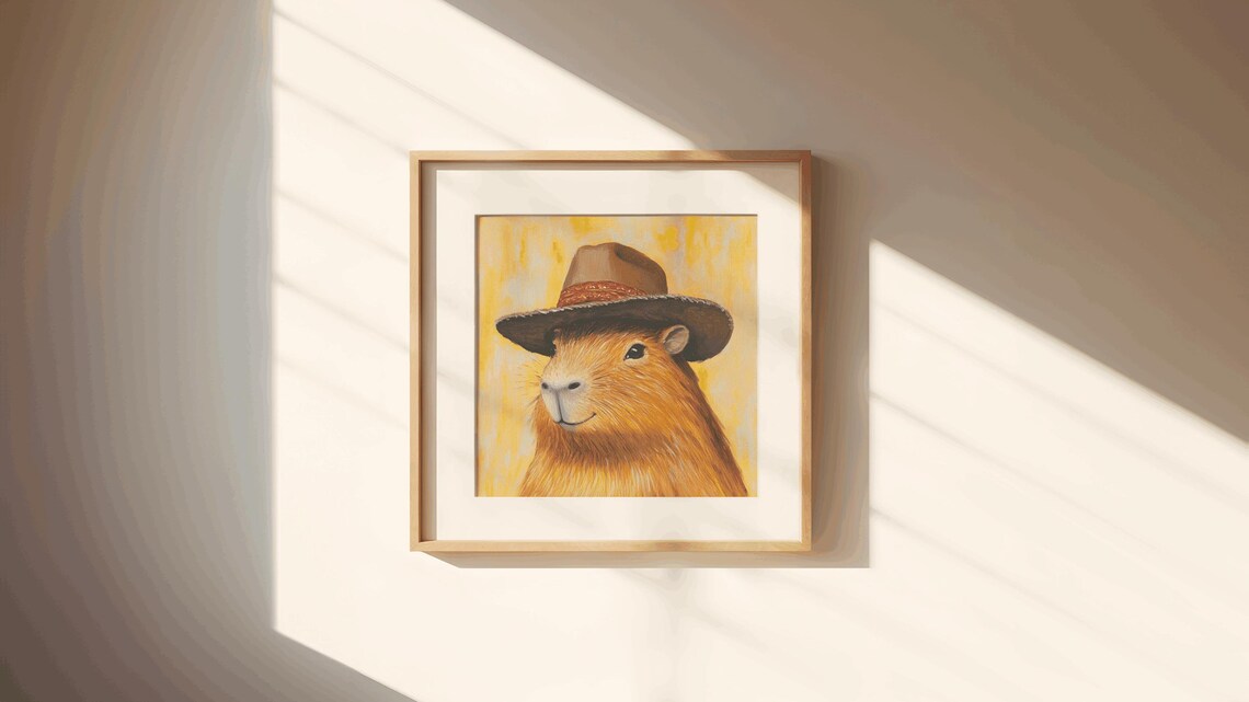 Capybara Cowboy, Capybara Print, Capybara Printable, Western Nursery ...