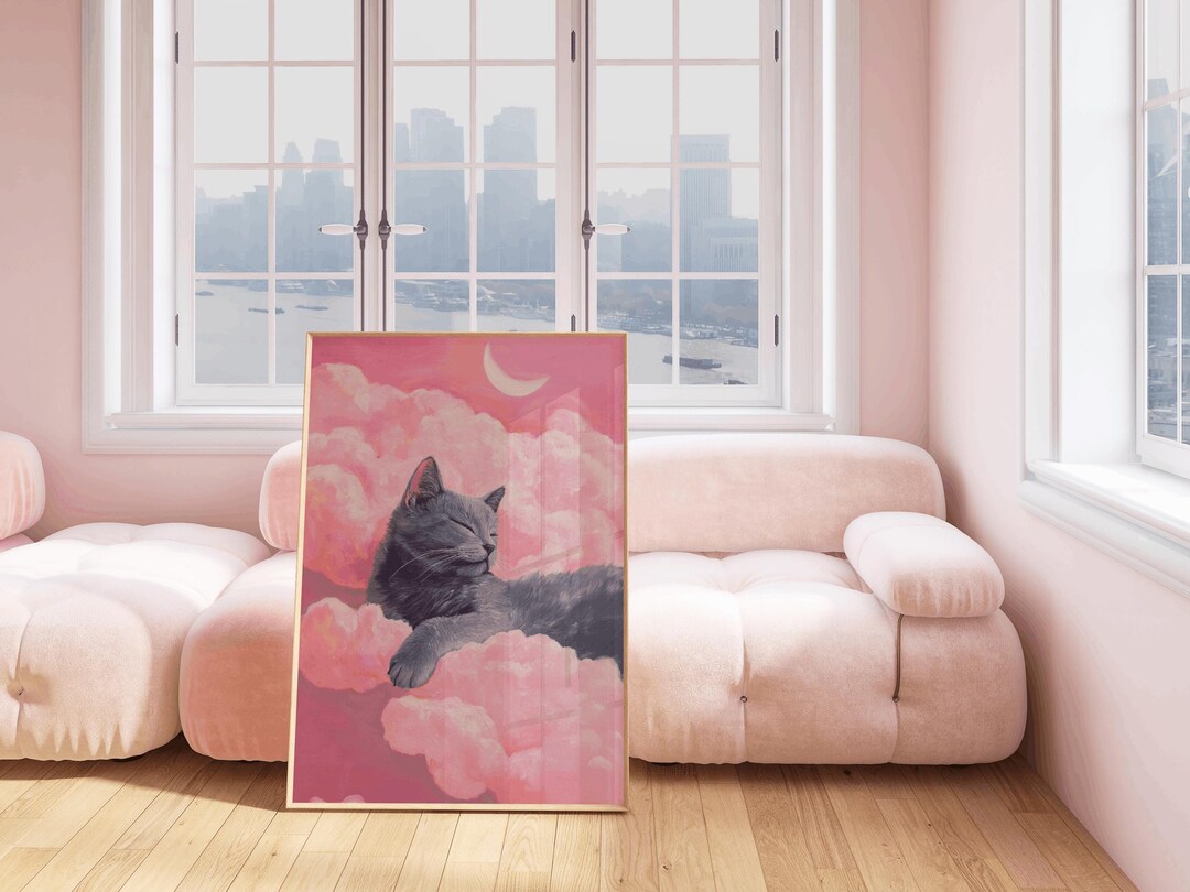 Russian Blue Grey Cat Memorial Art, Grey Cat Print, Grey Cat Artwork ...