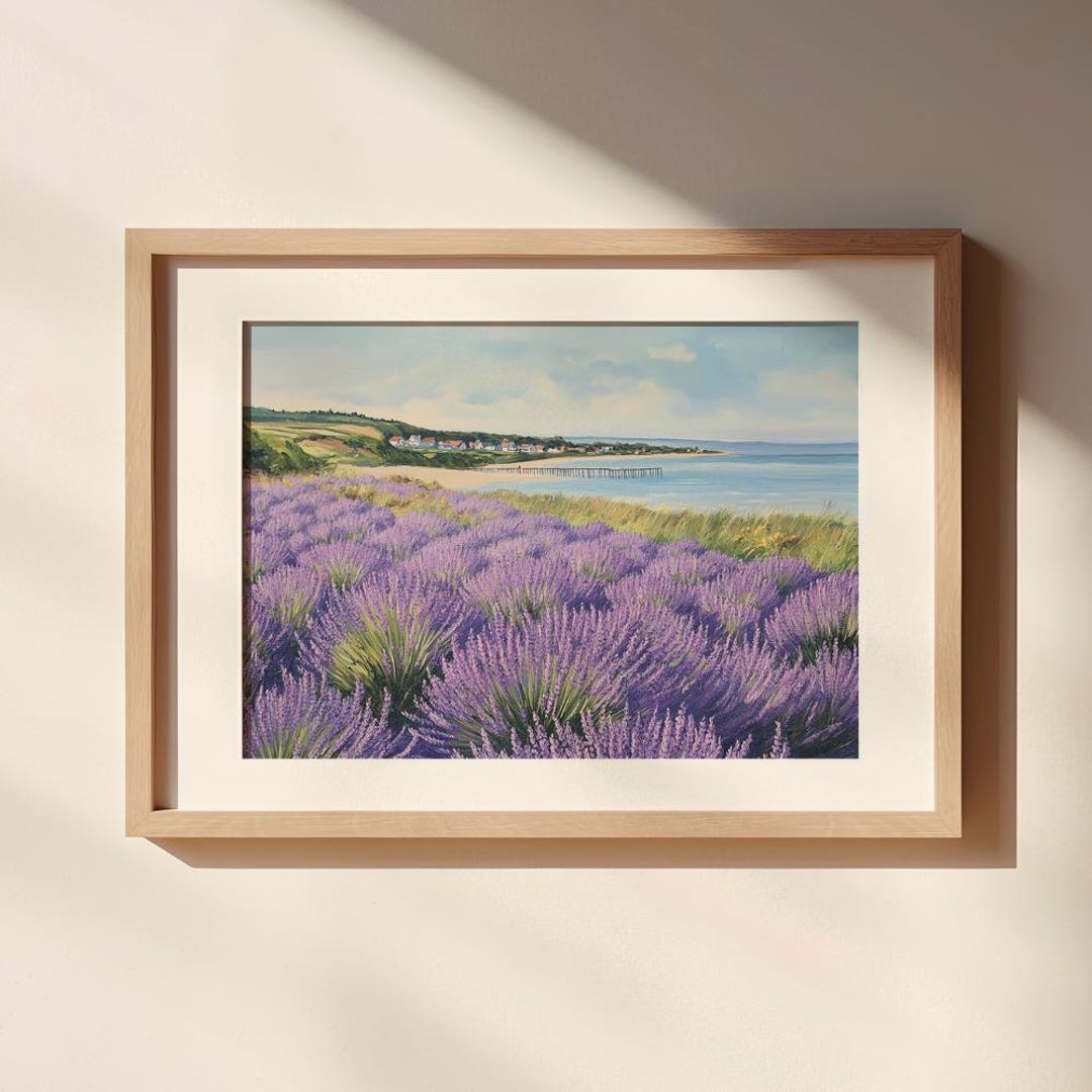 White Daisy Flowers Coastal Art, Framed Canvas Seascape Coast, Spring ...