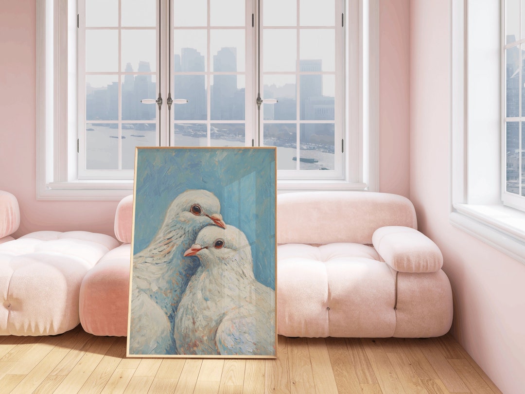 Loving White Doves, Peace Dove Wall Art Poster, Newly Wed Art, New Home ...
