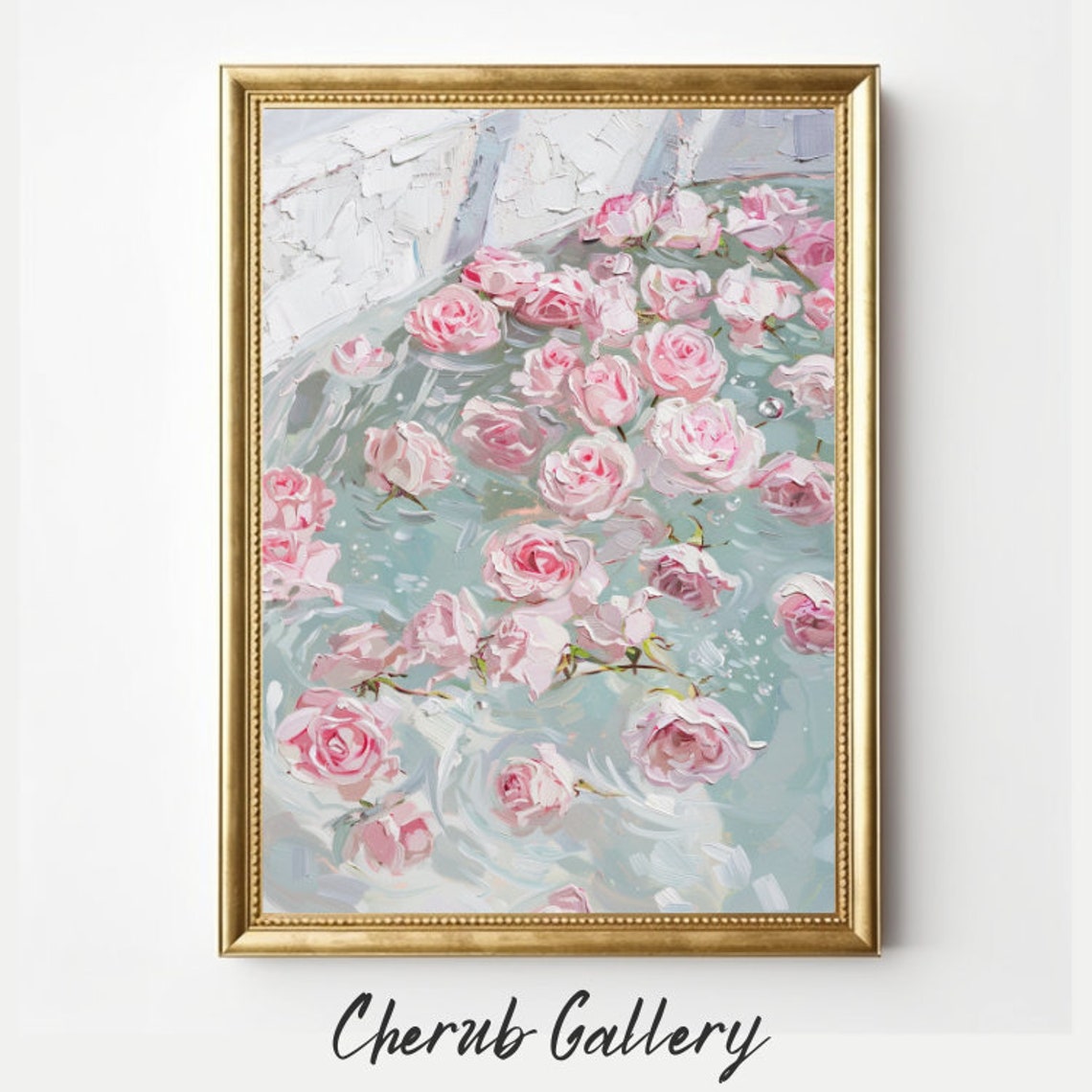 Rose Petal Bathtub, Girls Bathroom Art Decoration Roses Botanical Roses ...