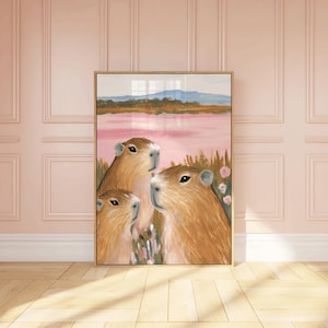 Set of 6 Capybaras Being Capybaras, Capybara Set, Wall Art Bundle ...