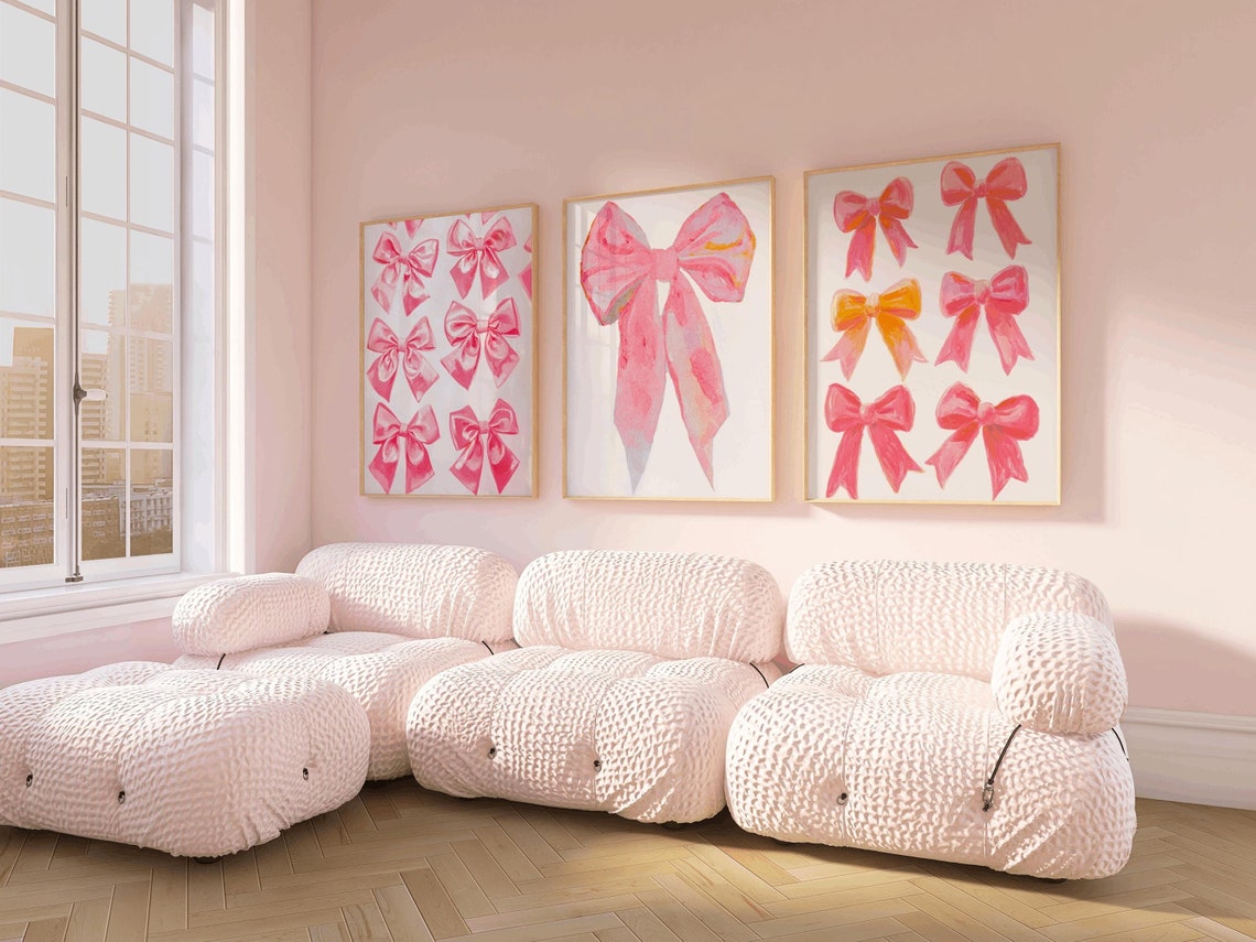 Set of 3 Bow Art Print, Coquette Room Decor Aesthetic, Girly Posters ...