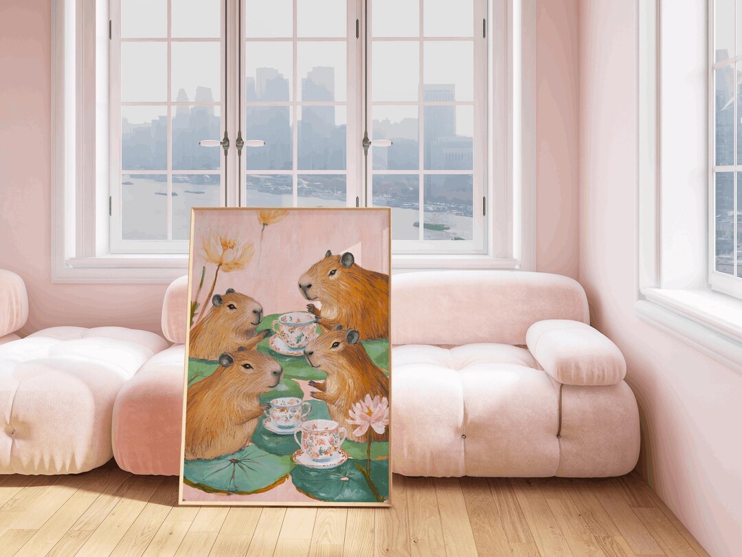 Capybara Tea Party, Capybara Lover, Capybara Art, Cottagecore Art ...