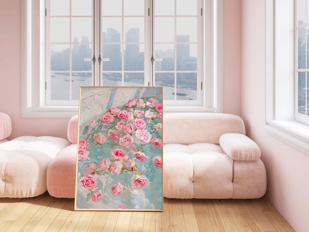 Rose Petal Bathtub, Girls Bathroom Art Decoration Roses Botanical Roses ...