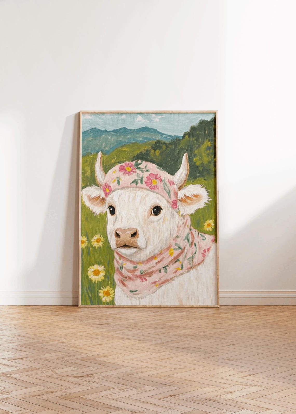 Babushka Highland Cow Art, Cottagecore Vintage Printable Art Elegant ...