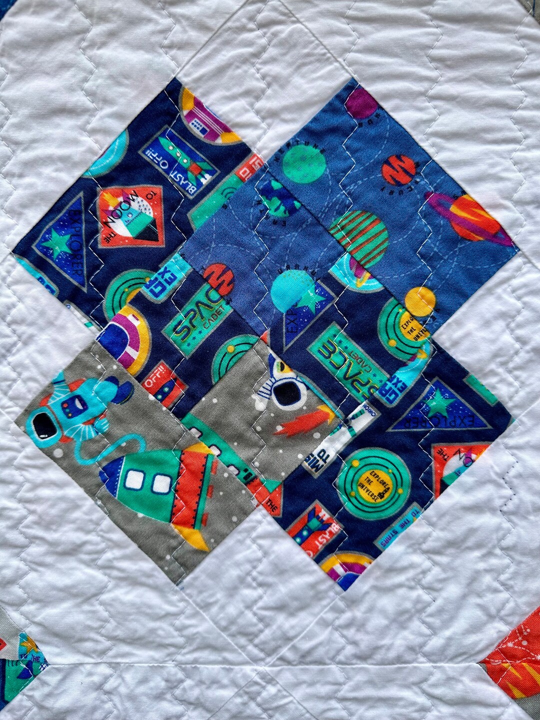 Gift Handmade Patchwork Quilt, Space Theme, Baby Shower Gift, Lap Throw ...