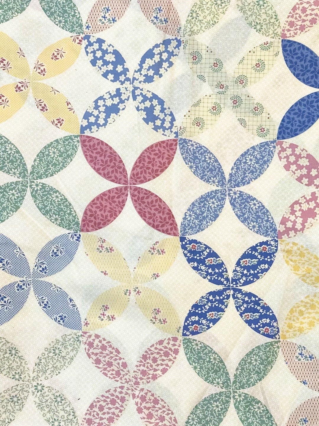 Wide Fabric, Double Wedding Ring Pattern, Wholecloth, Instant Quilt ...