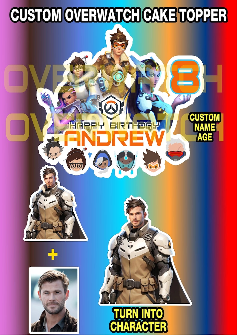 Custom Overwatch-inspired Cake Topper | Personalized Name & Age ...