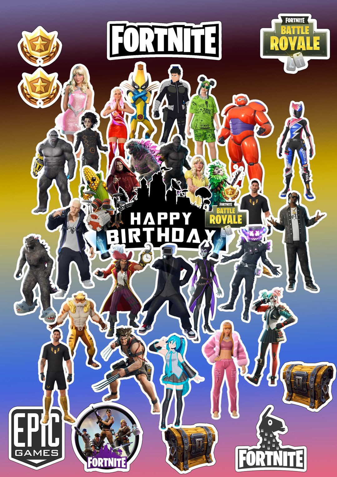 NEW Epic Battle Royale Fornite Cake Topper DIY Printable - Etsy