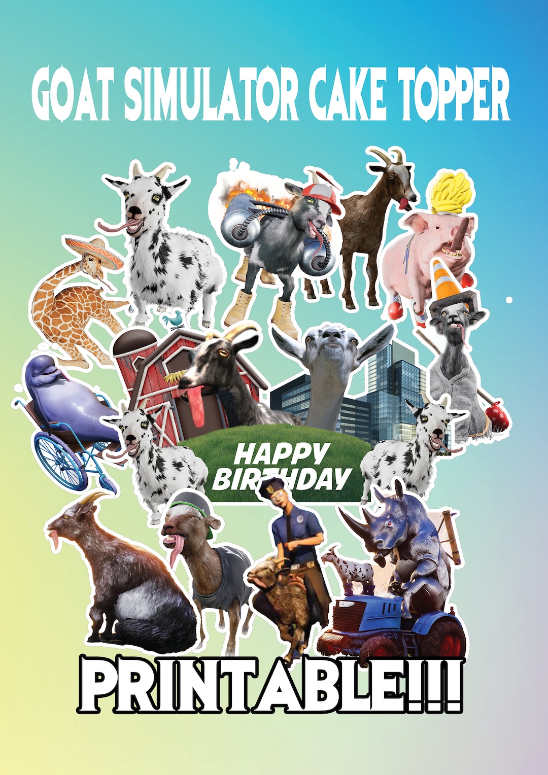 Goat Simulator Cake Topper DIY - Etsy