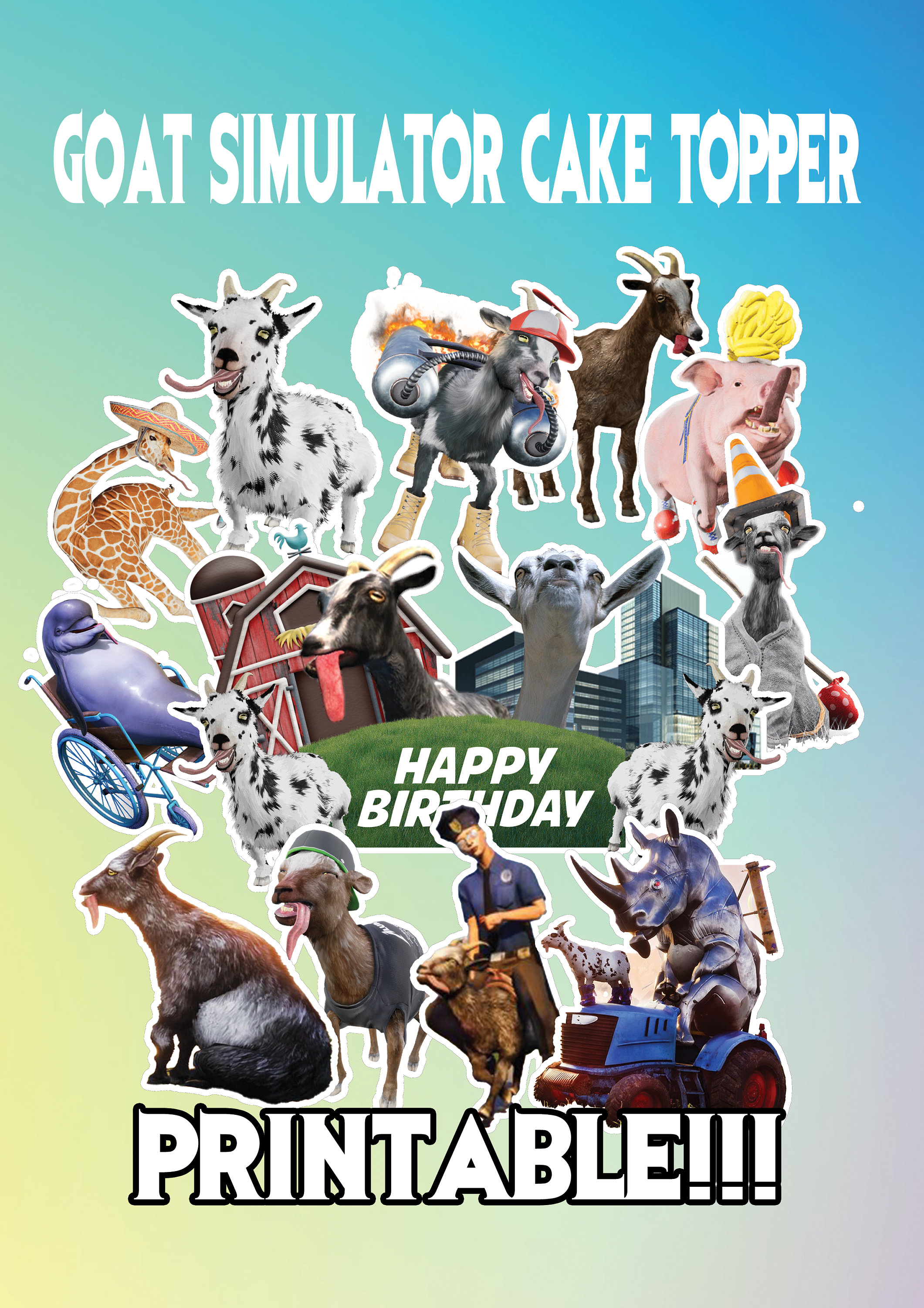 Goat Simulator Cake Topper DIY - Etsy