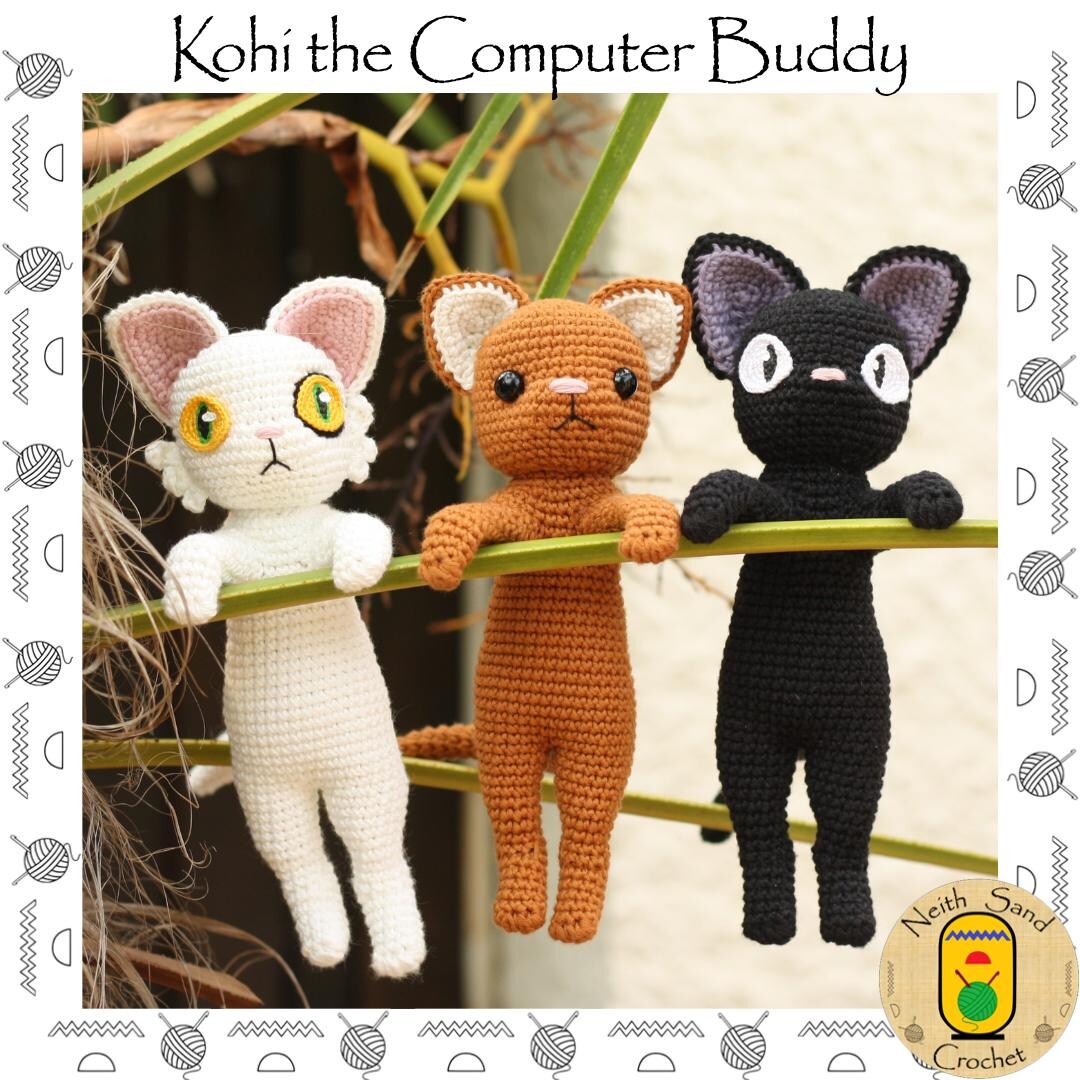 Kohi the Computer Buddy Cat Amigurumi PDF Pattern EN FR - Etsy
