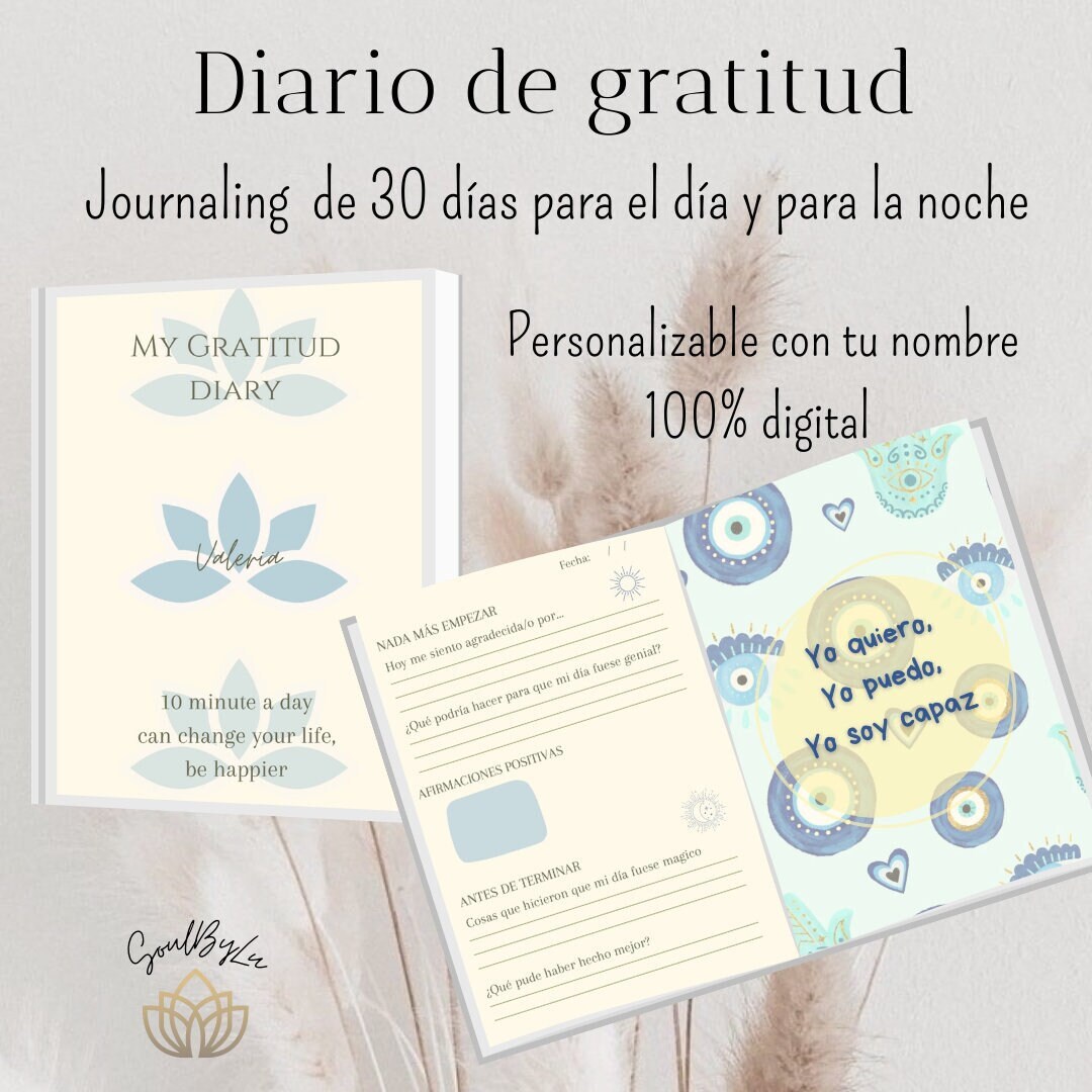 Printable Gratitude Journal, Spanish Journaling, Self Love, 30 Days of ...