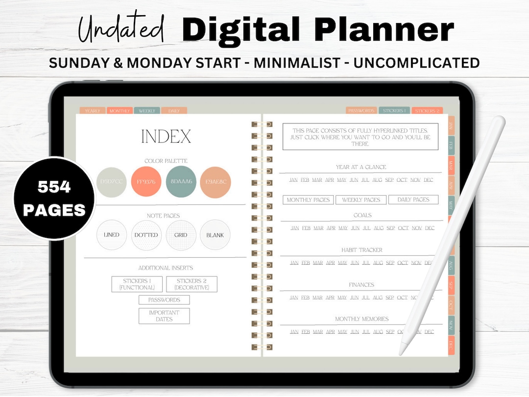 ADHD Hyperlinked Undated Digital Planner for College Organizing ...