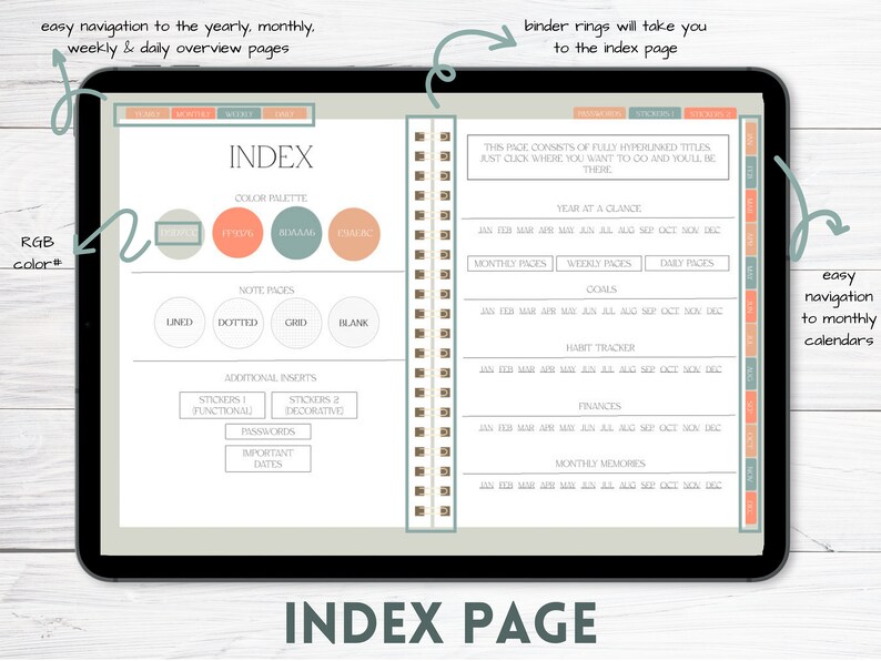ADHD Hyperlinked Undated Digital Planner for College Organizing ...