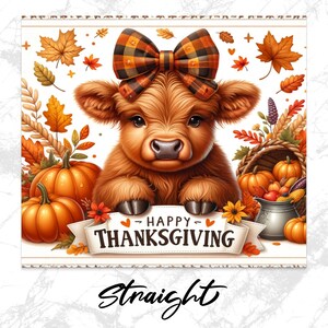 Thanksgiving Highland Cow 20oz Tumbler Design - Etsy