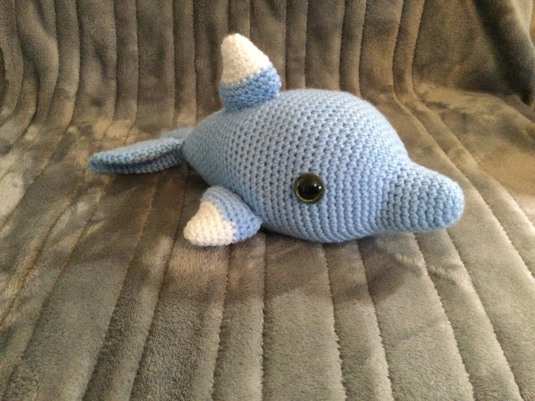 Handmade Cute Crochet Blue Dolphin Toy Made in Soft DK Yarn. - Etsy