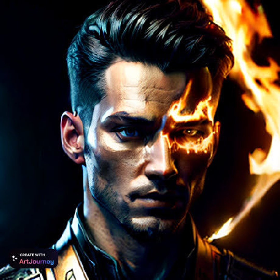 A Man Made of Fire AI Generated Digital Art - Etsy