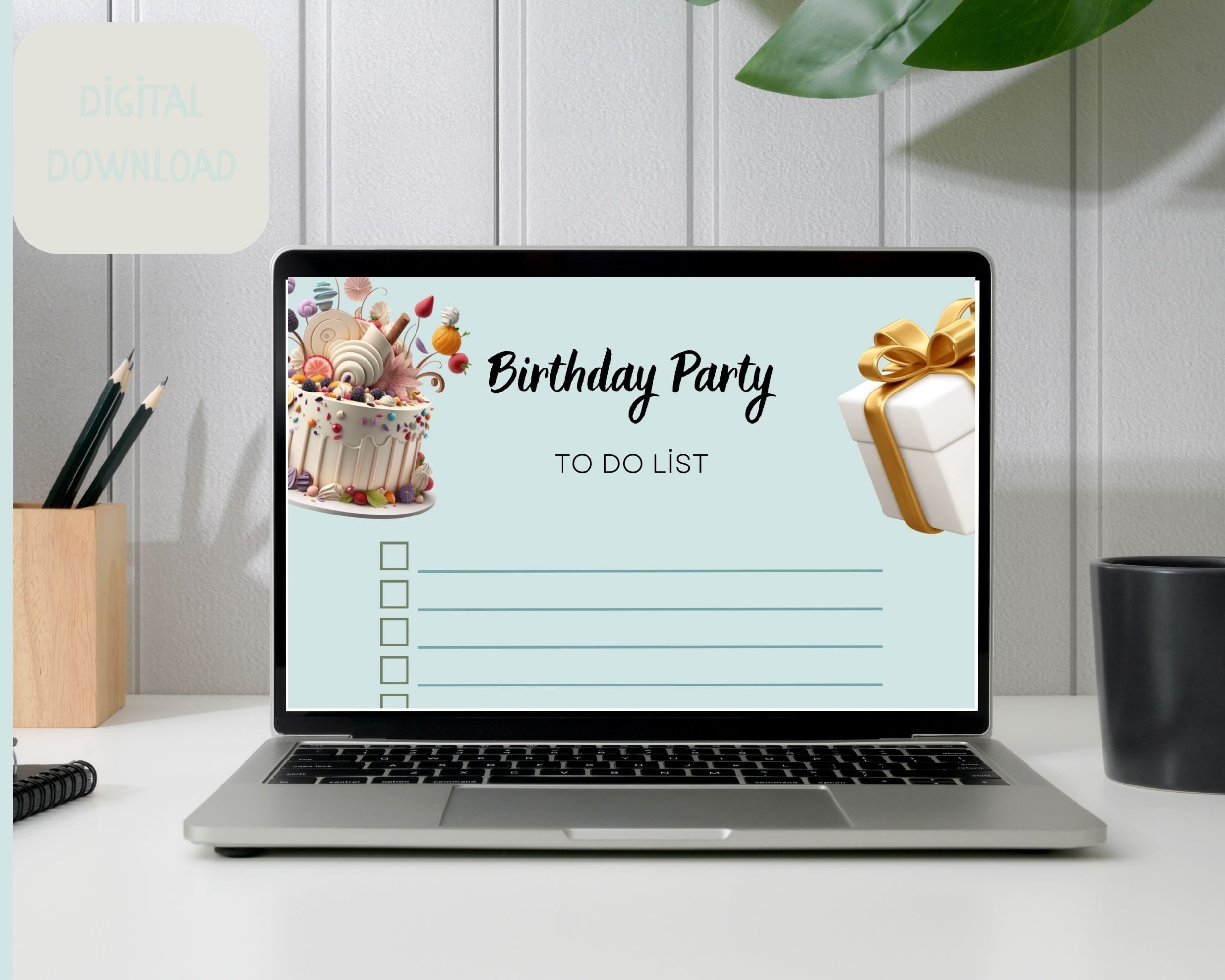 Birthday Party List Printable Undated Plannerpdfvirtual - Etsy